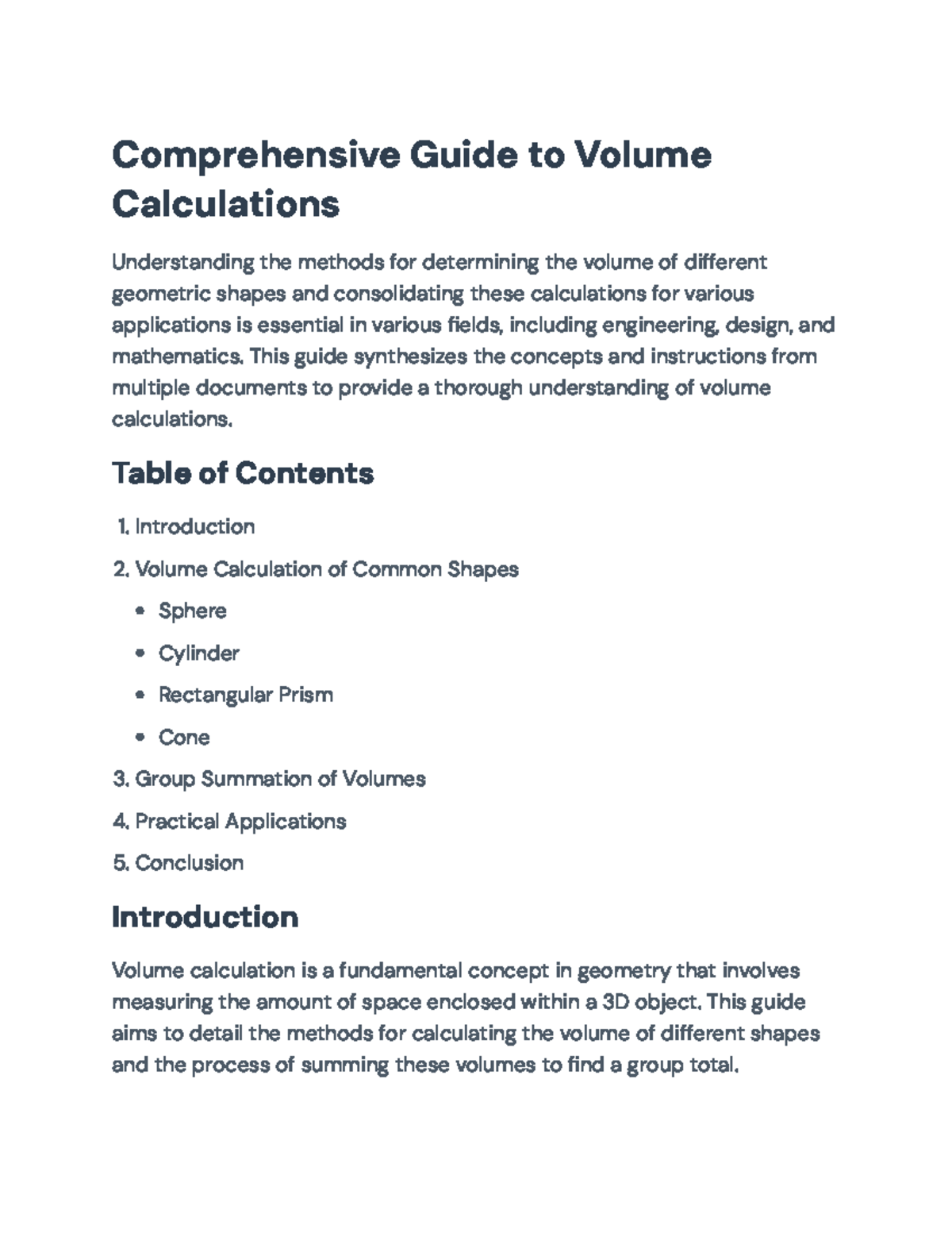 Comprehensive Guide to Volume Calculations for Geometry Applications ...