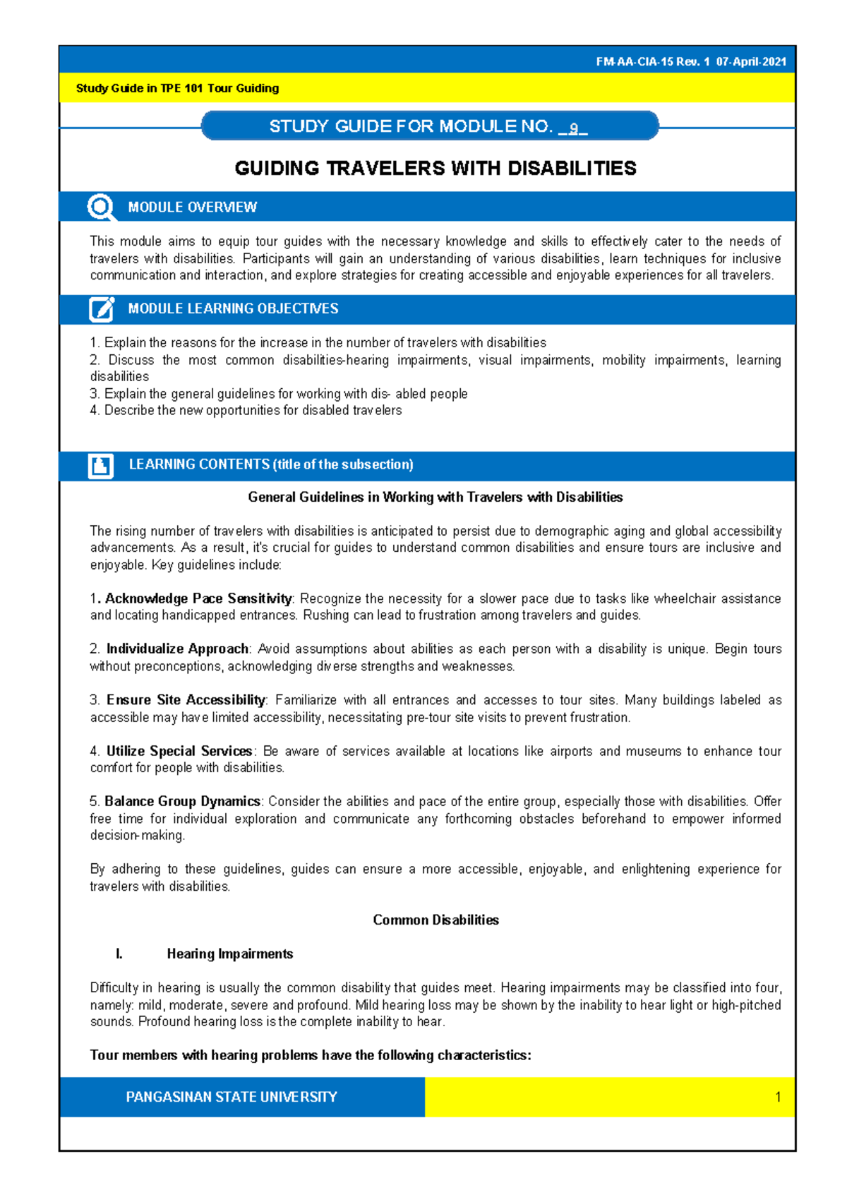 TPE 101 Study Guide: Module 9 - Guiding Travelers with Disabilities ...