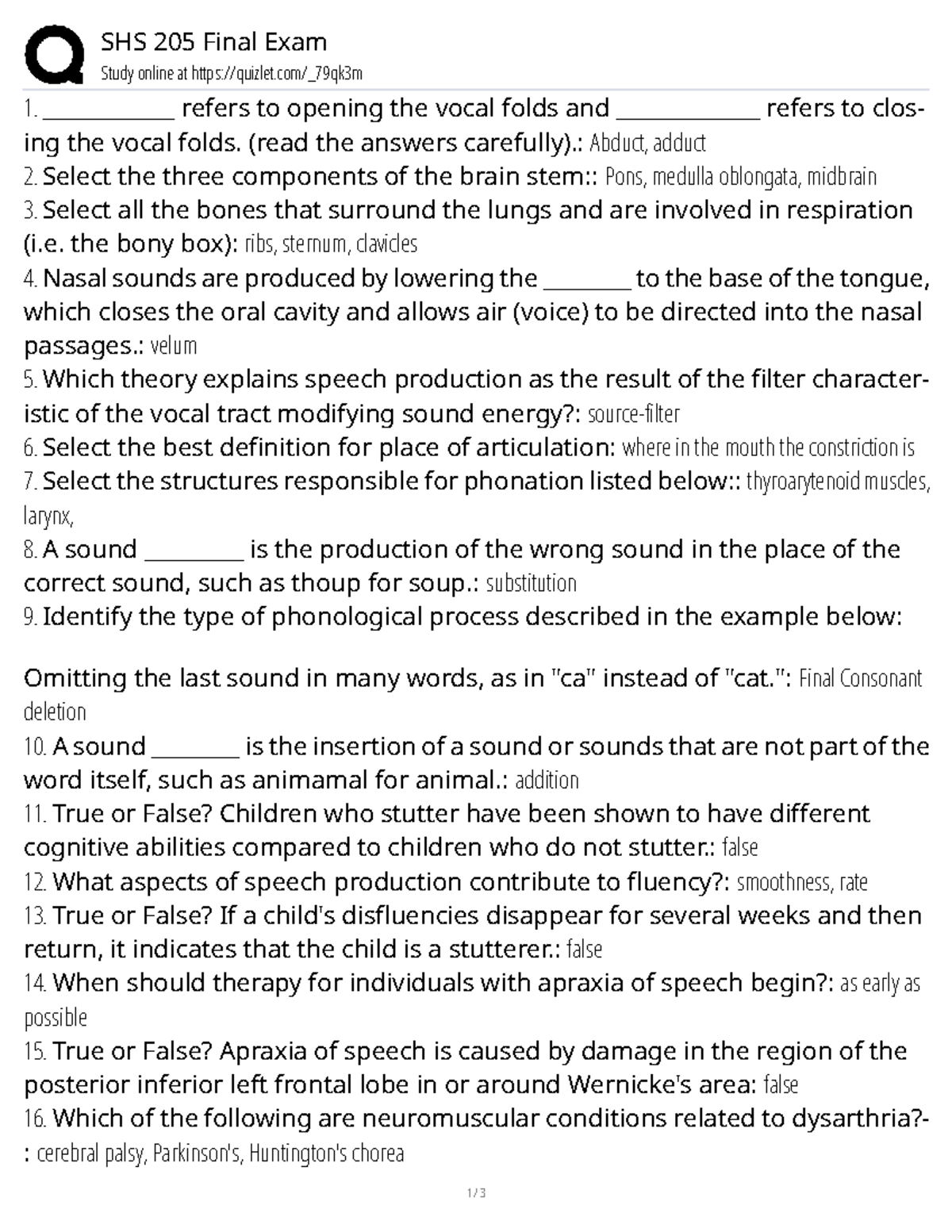 SHS 205 Final Exam Study Guide: Key Concepts and Terms - Studocu