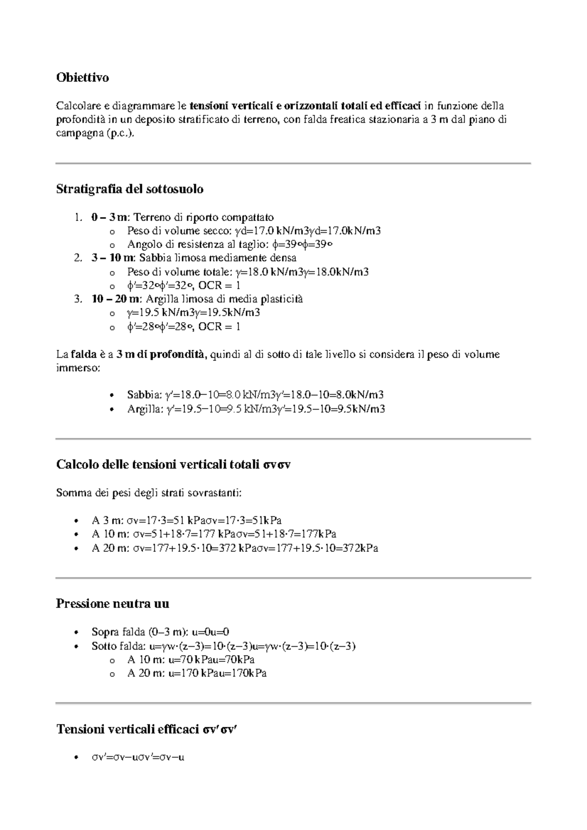 Calcolo e Diagrammi delle Tensioni in Terreno Stratificato - Geotecnica ...
