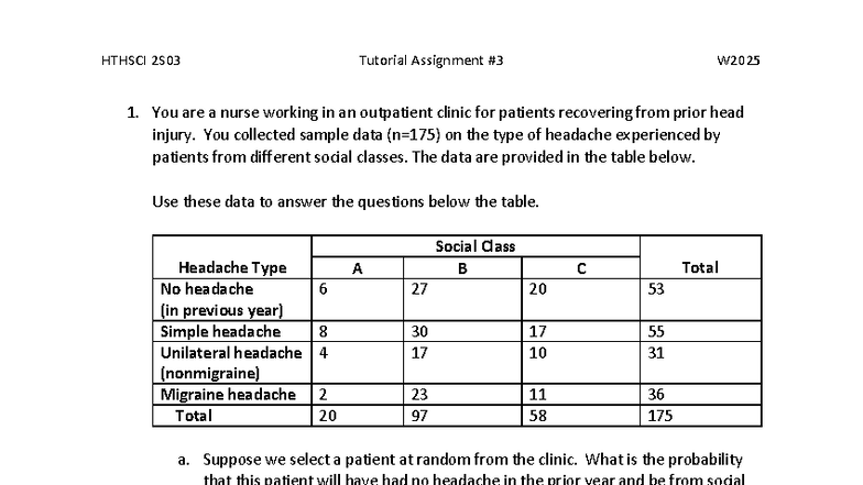 HTHSCI 2S03 Tutorial Assignment 3 Analysis W2025 - Studocu