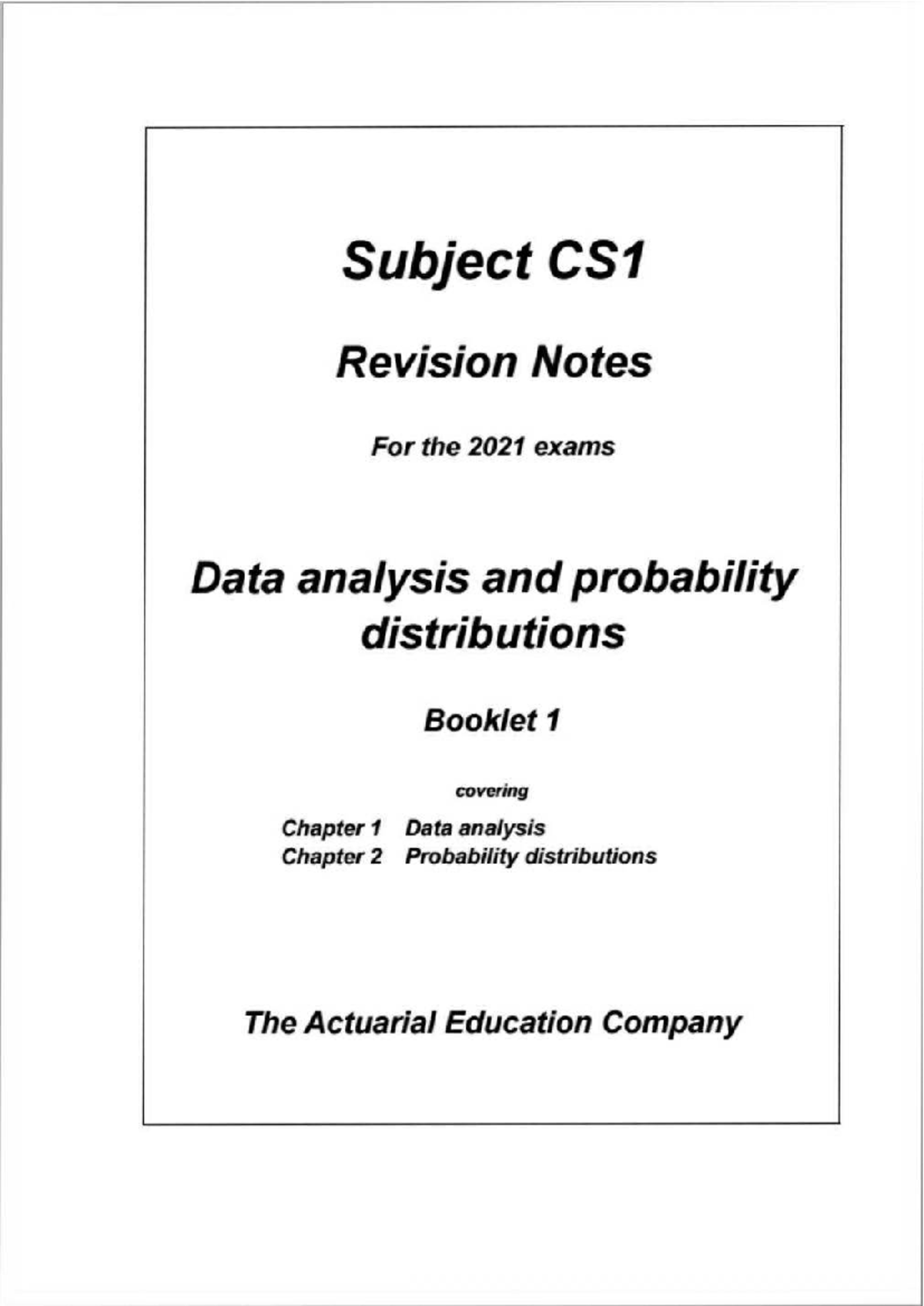 CS1 Revision Notes: Data Analysis & Probability Distributions 2021 ...