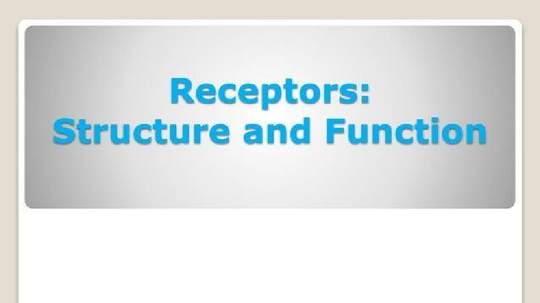 Receptor Types and Functions: A Study on Signal Transduction - Studocu