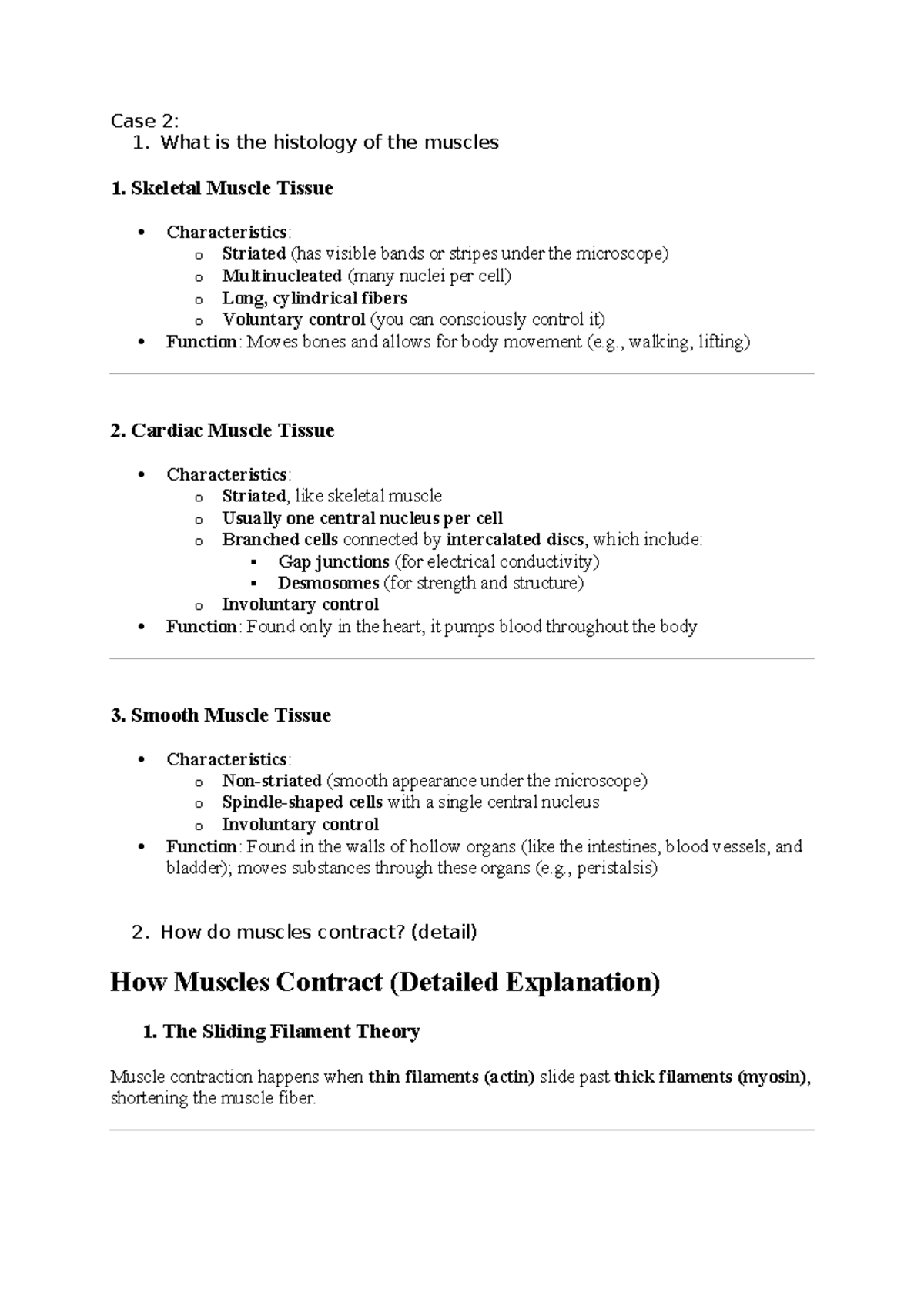 Case Study 2: Histology and Function of Muscle Tissues - Studeersnel