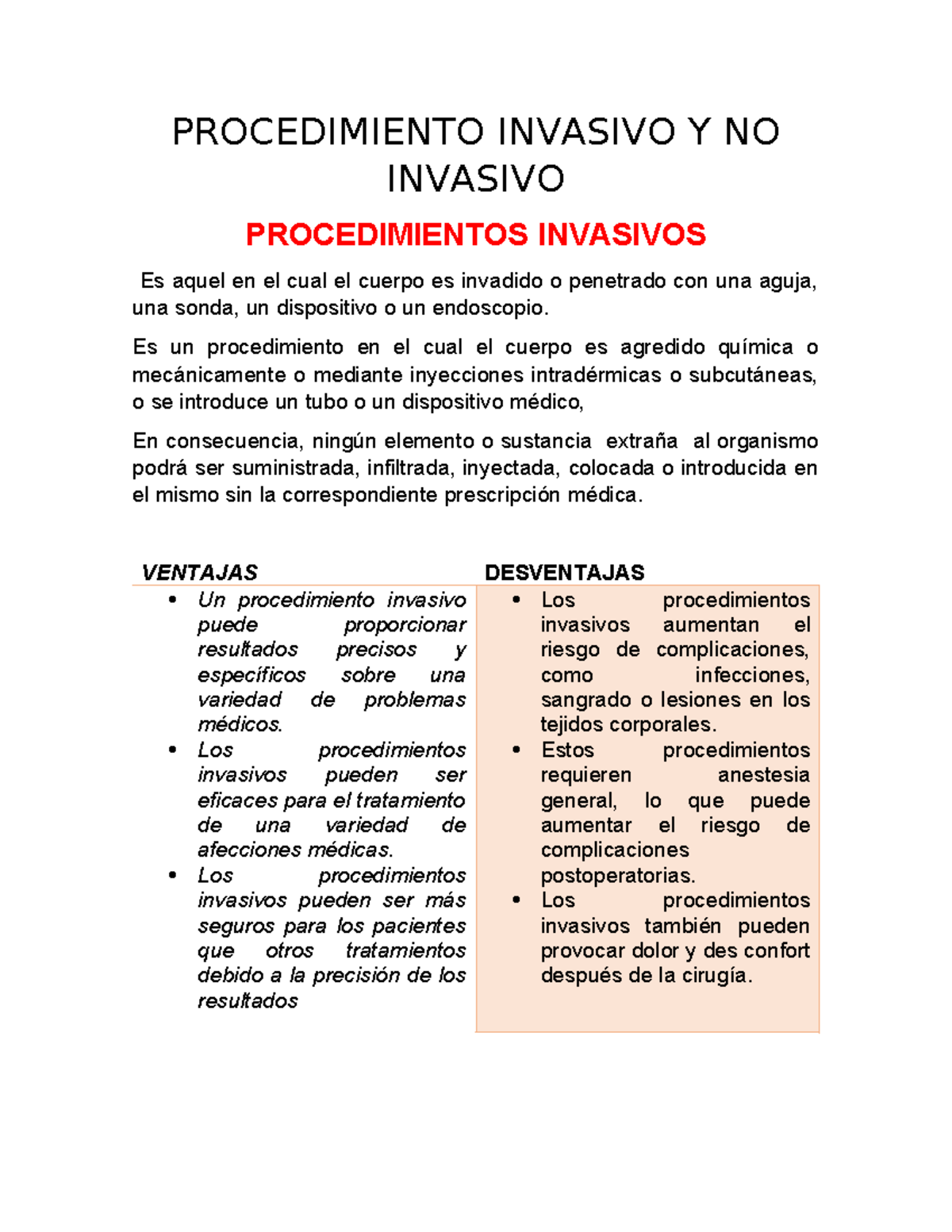 Diferencias y Importancia de Procedimientos Invasivos y No Invasivos ...