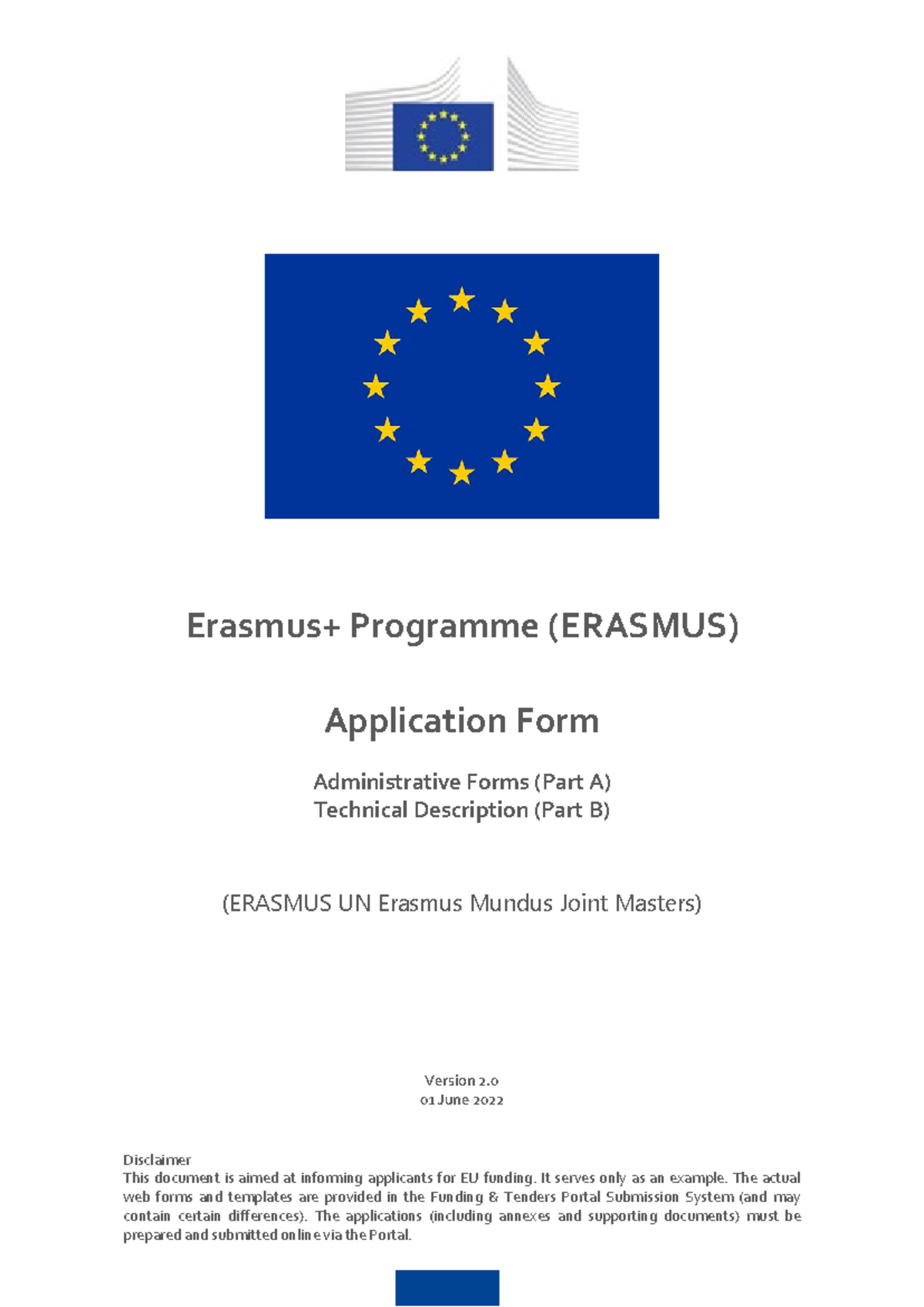 ERASMUS UN EMJM Application Form Guide: Parts A & B Overview - Studocu