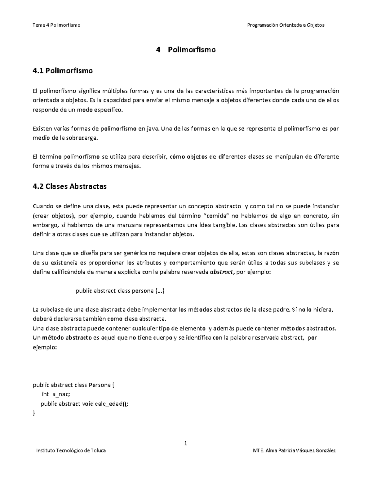 TEMA 4 POO: Polimorfismo y Clases Abstractas en Java - Studocu