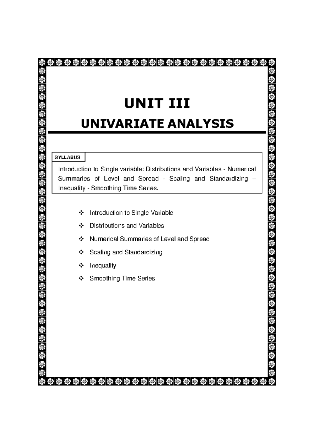 AD3301 Univariate Analysis Syllabus: Data Exploration & Visualization - Studocu
