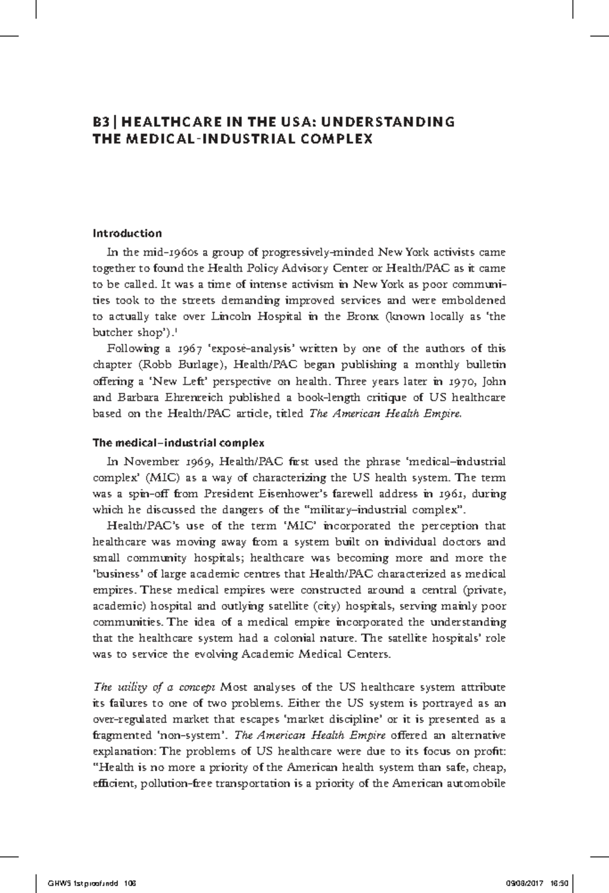 Healthcare in the USA: Analyzing the Medical-Industrial Complex (GHW5 ...