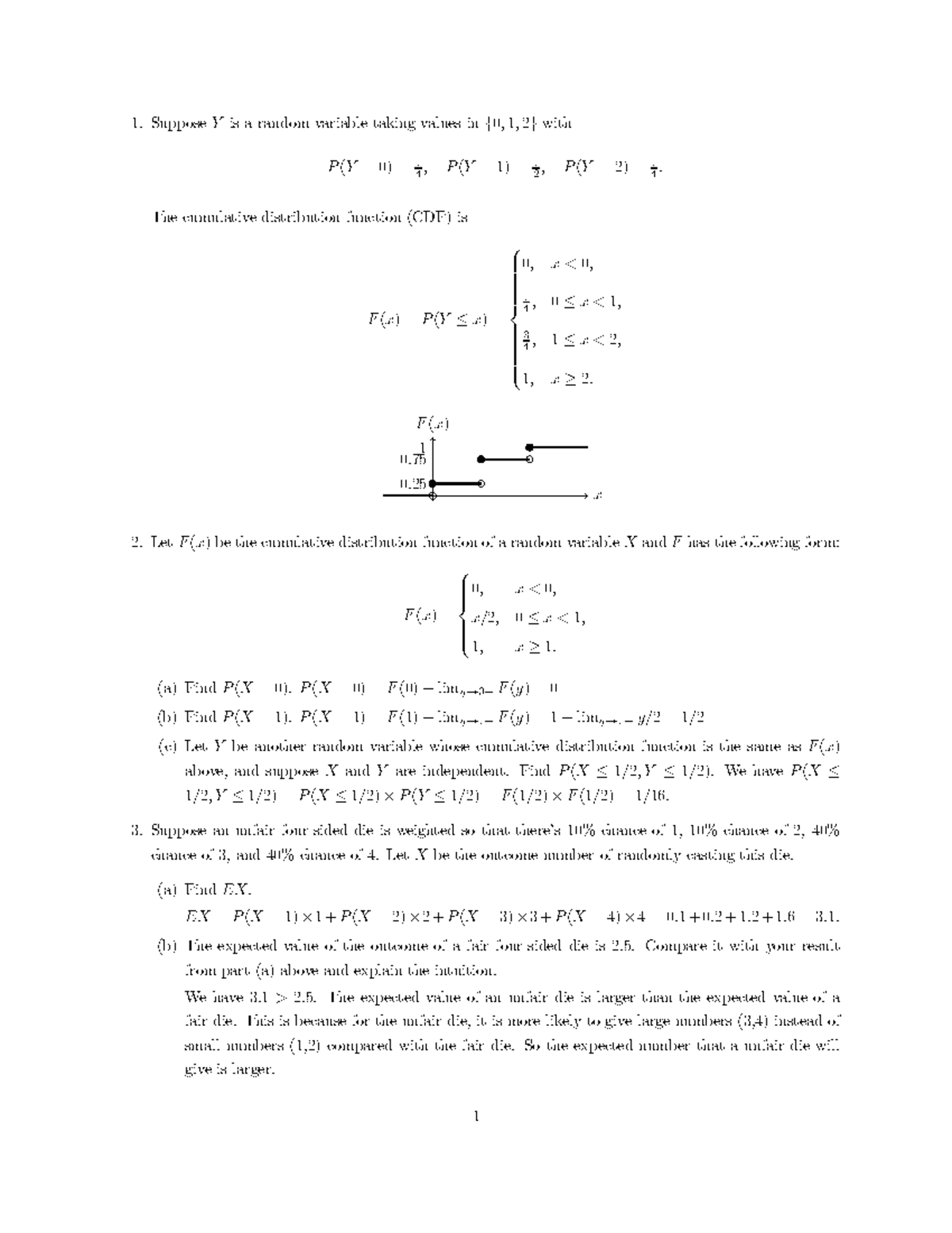 Lec2 Q Stats: Cumulative Distribution Functions & Expected Values - Studocu