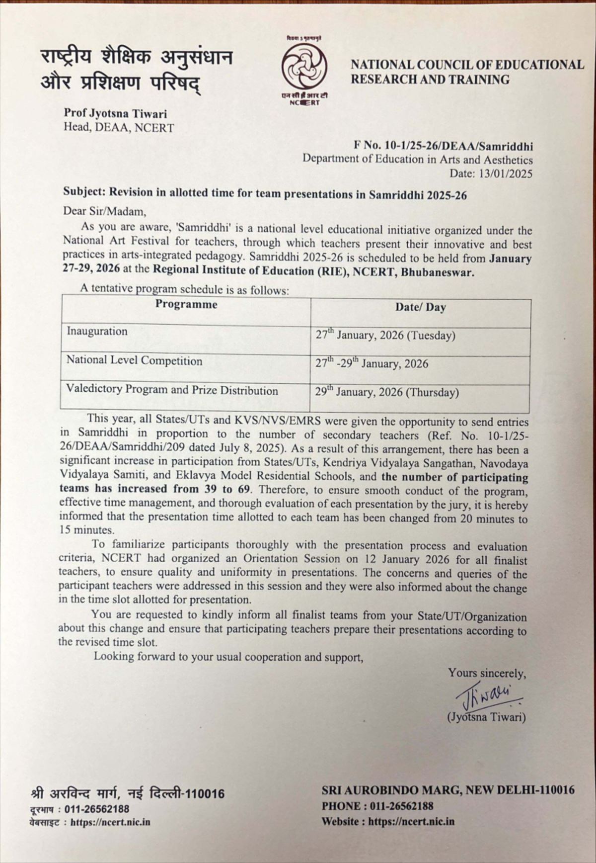 Samriddhi 2026: Revised Presentation Time for Teams - Studocu