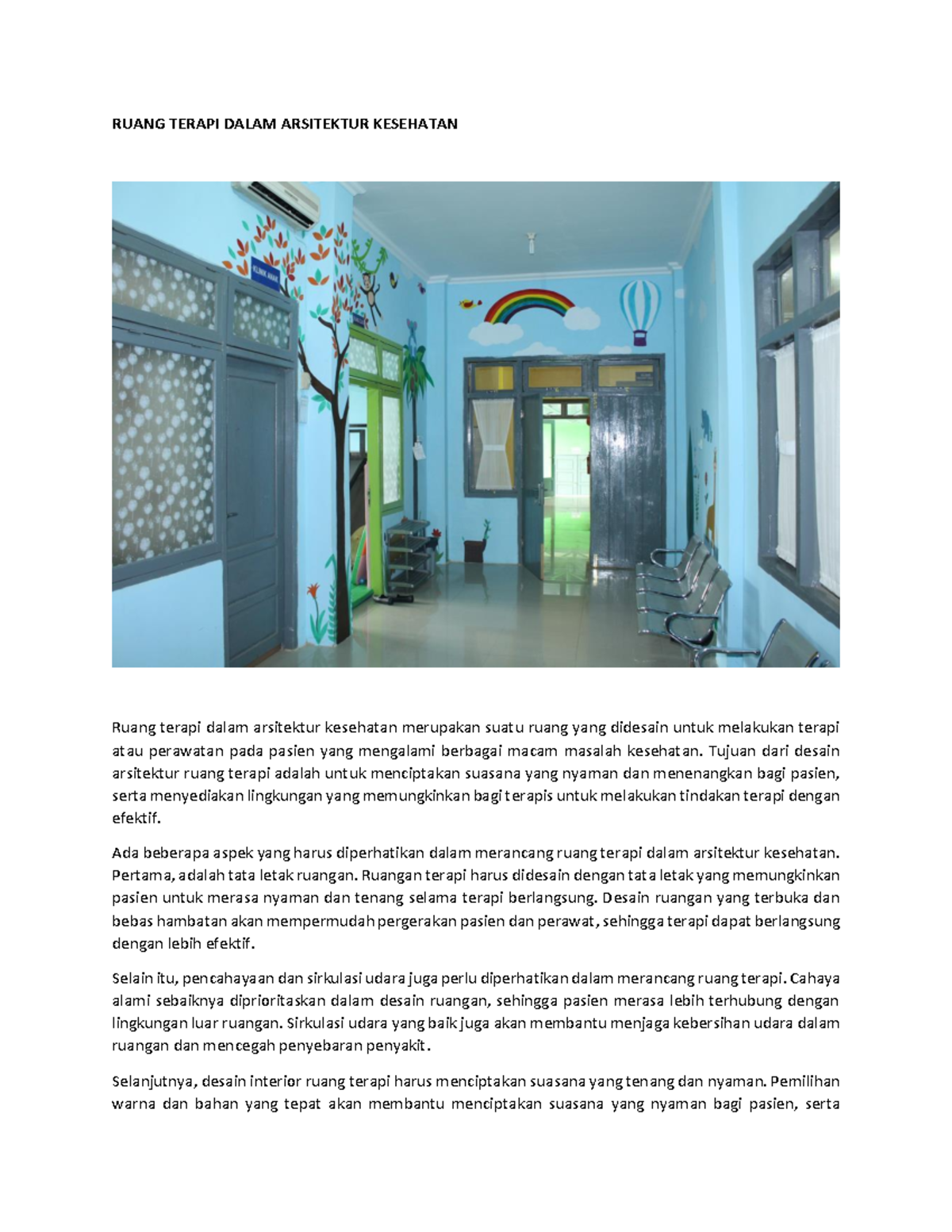 Ruang Terapi dalam Arsitektur Kesehatan: Desain & Pertimbangan Utama ...