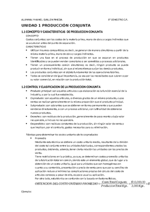 Unidad I Produccion Conjunta - UNIDAD I PRODUCCION CONJUNTA 1 CONCEPTO ...