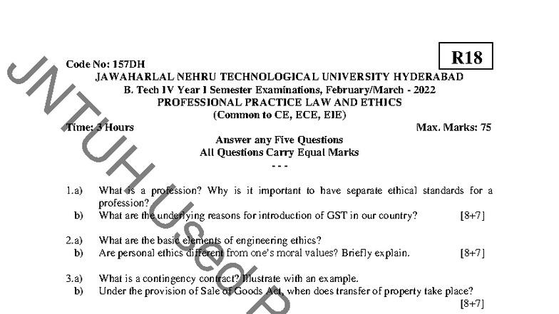 R18 B.Tech IV Year I Sem PPLE Previous Year Question Papers - Studocu