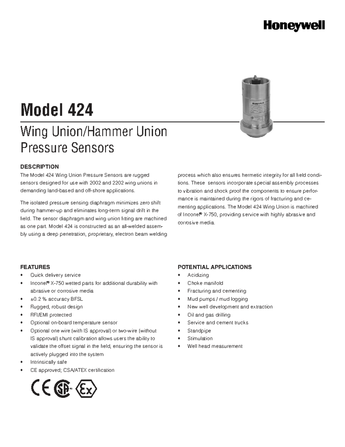 Model 424 Wing Union Pressure Sensors - Technical Overview - Studocu
