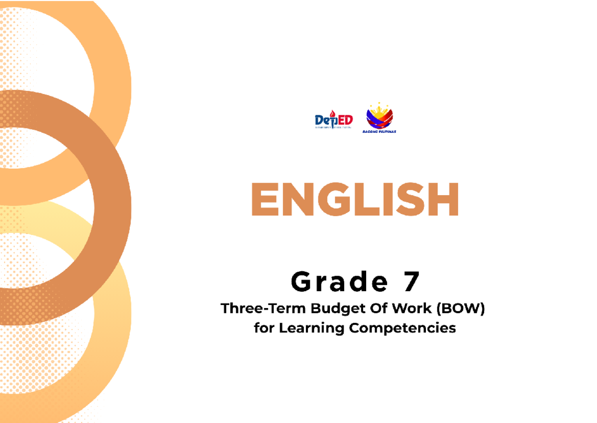 [G7] English - Budget of Work for Learning Competencies - Studocu