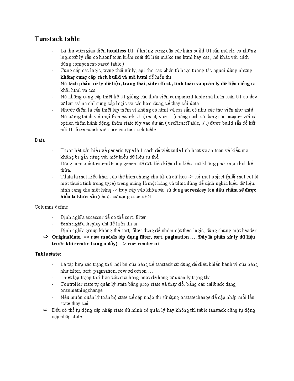Tanstack Table: Hướng Dẫn Sử Dụng và Quản Lý Dữ Liệu - 5859494 - Studocu