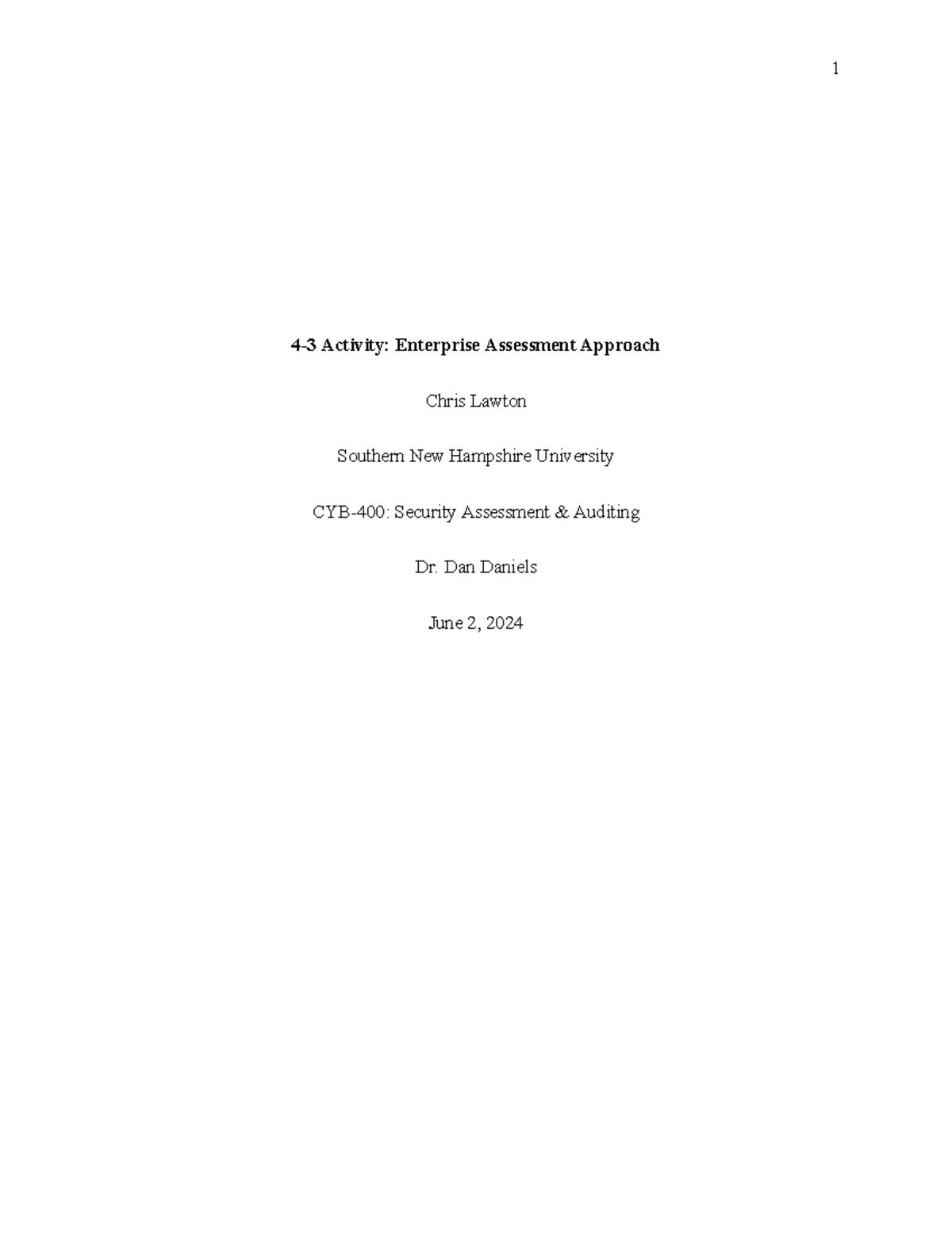CYB-400: Final Activity - Enterprise Security Assessment Approach - Studocu