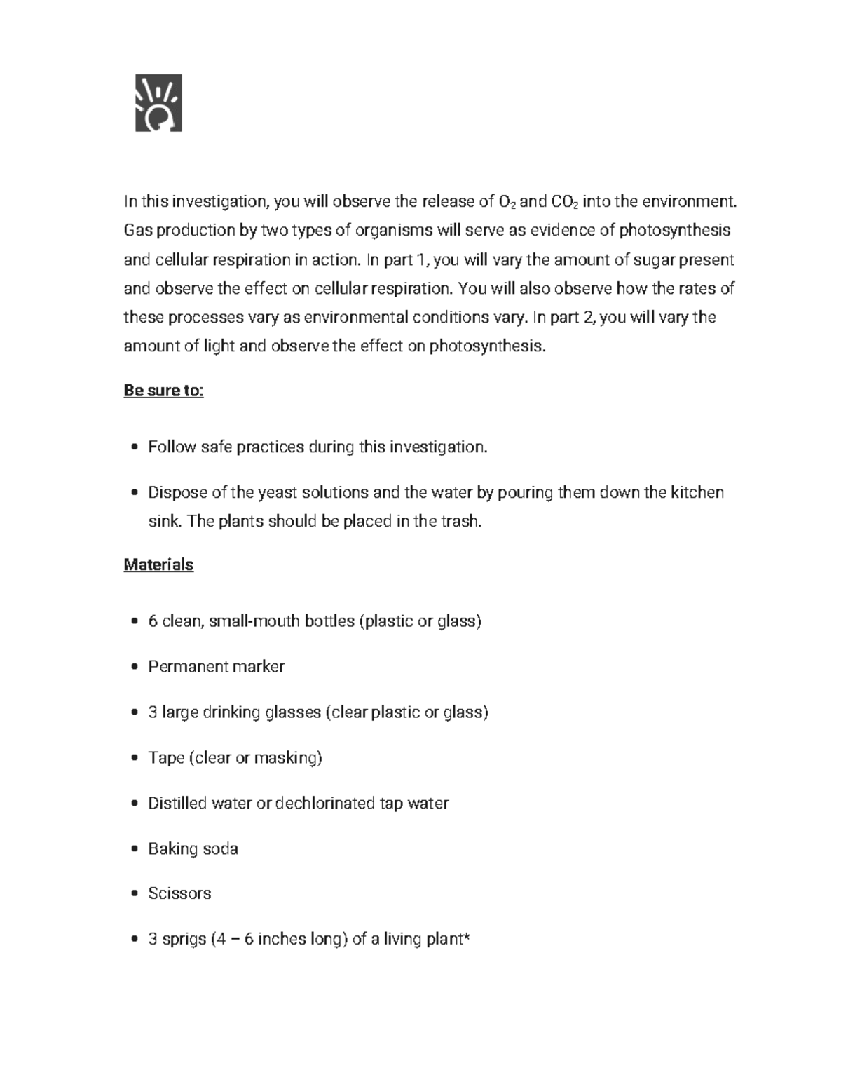 1.2.8 Lab: Investigating O2 and CO2 Cycling in Photosynthesis ...
