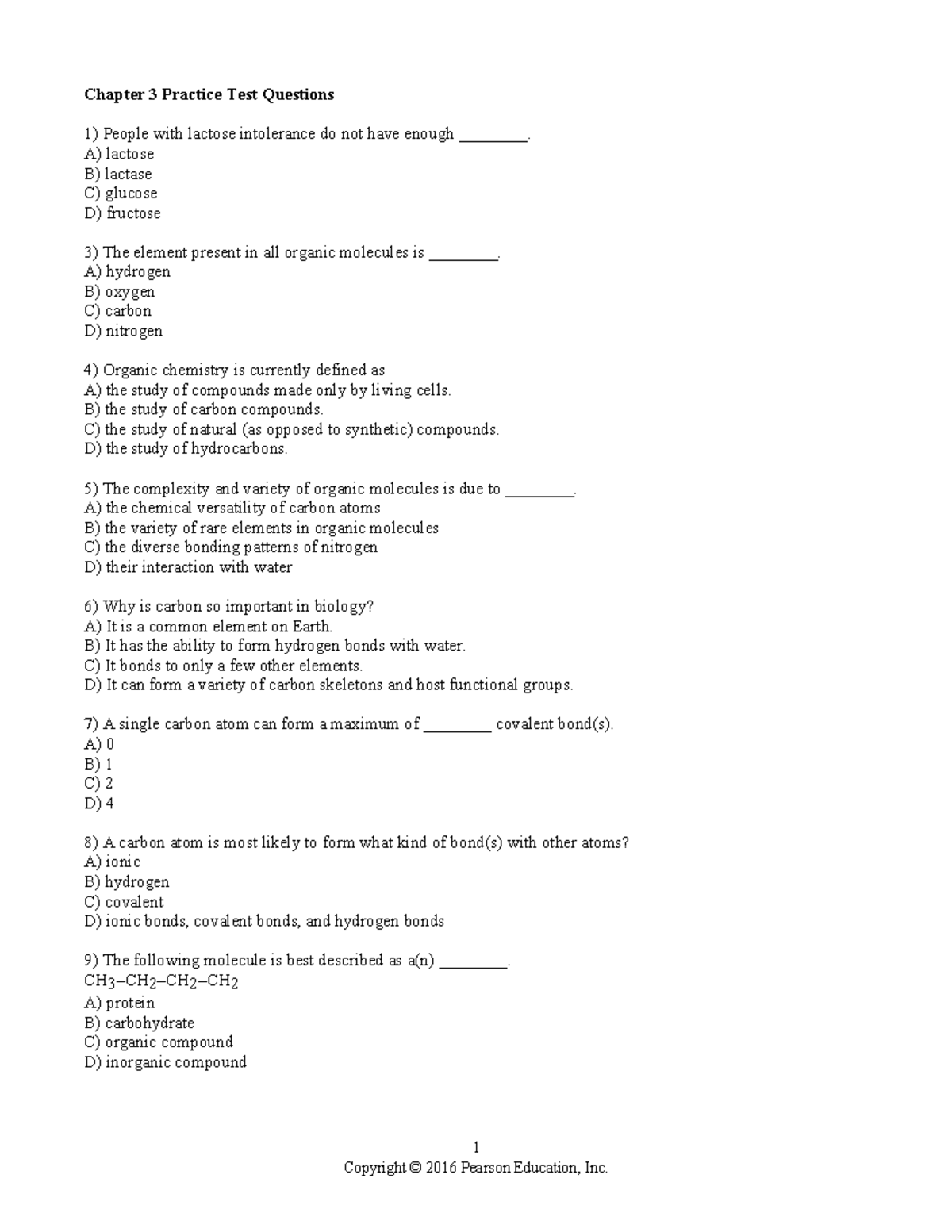Bio111 Chapter 3 Practice Test Questions - 2020 - 1 Chapter 3 Practice ...