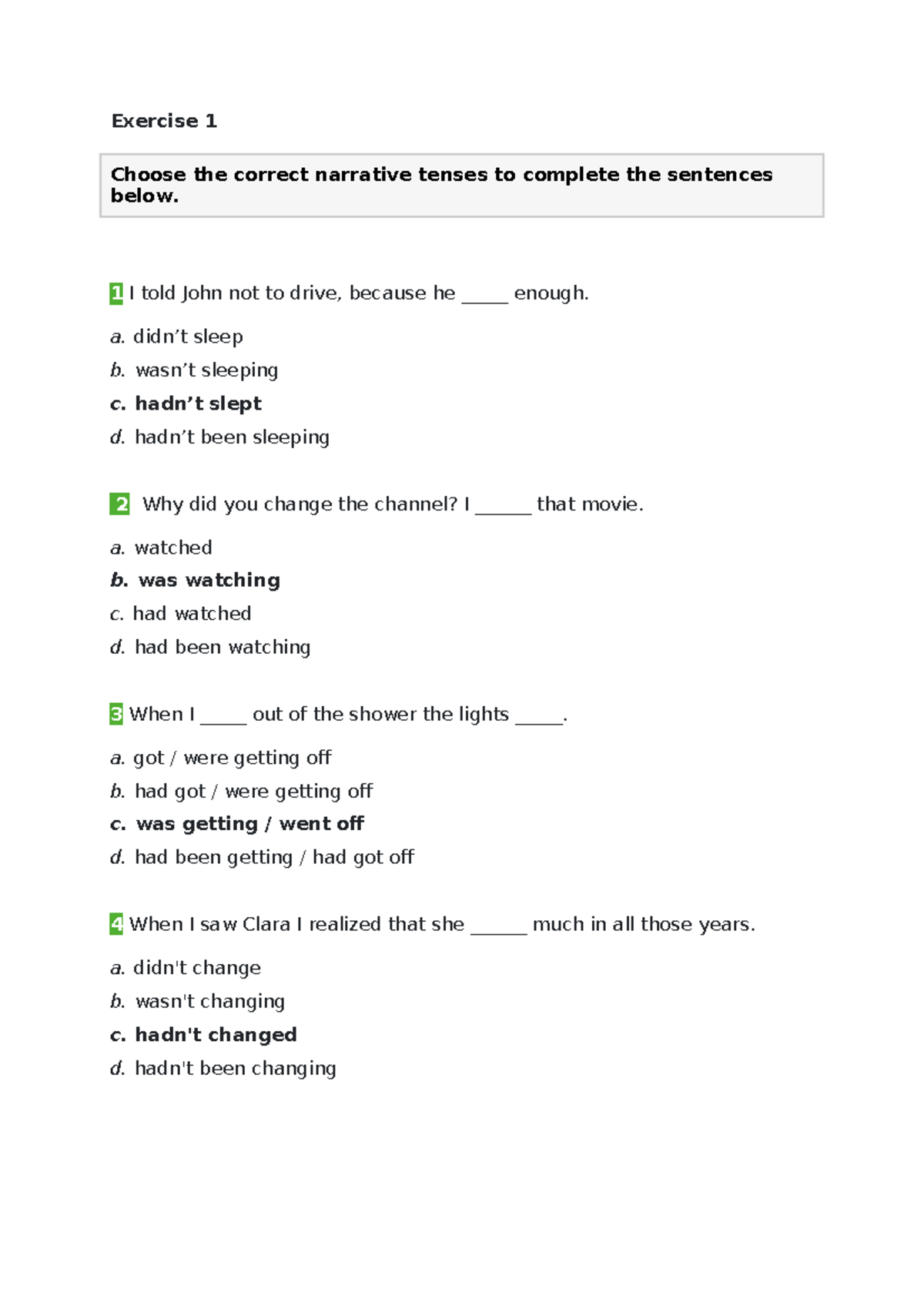 Narrative Tenses Exercises: Practice and Application - Studeersnel