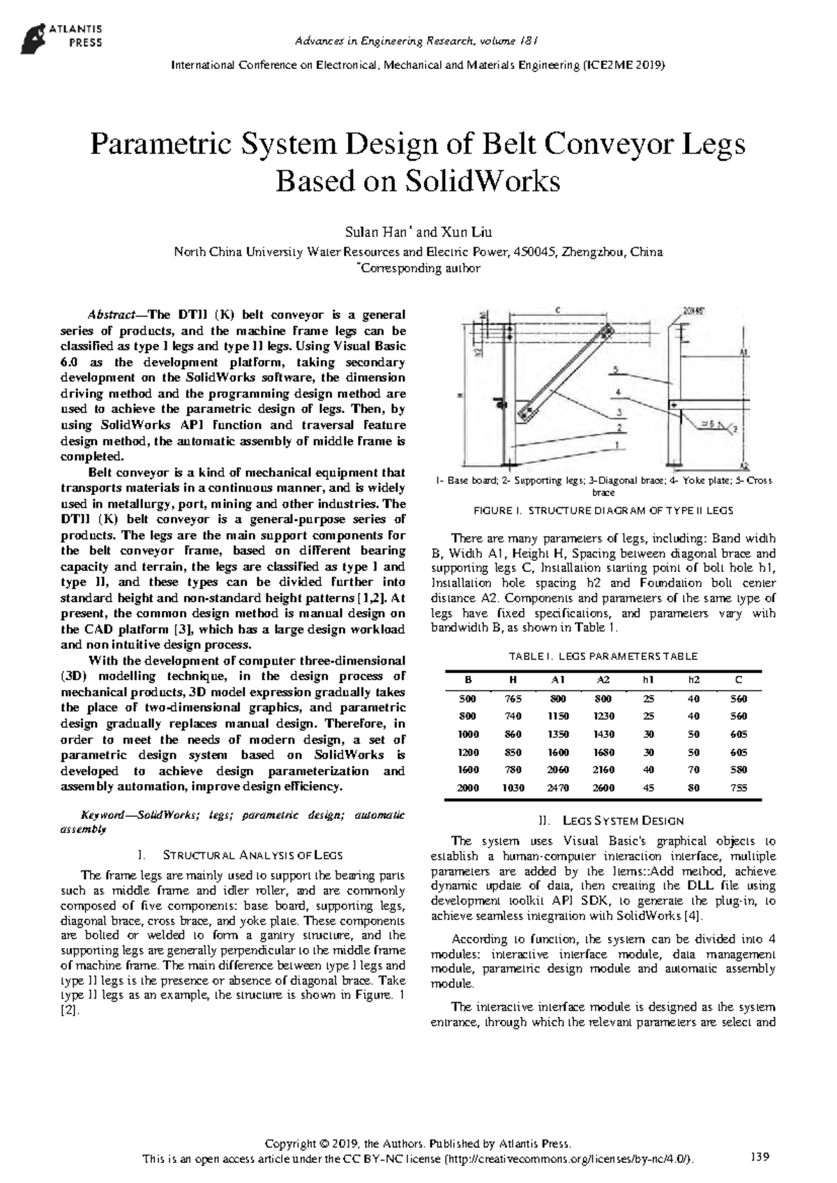 Parametric Design of DTII (K) Belt Conveyor Legs Using SolidWorks - Studocu