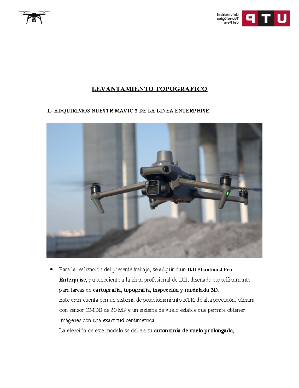 Informe APF3: Levantamiento Topográfico con Dron DJI Phantom 4 Pro ...