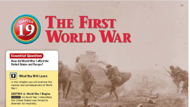 USH CH 19 - The Impact of World War I on the U.S. and Europe - Studocu