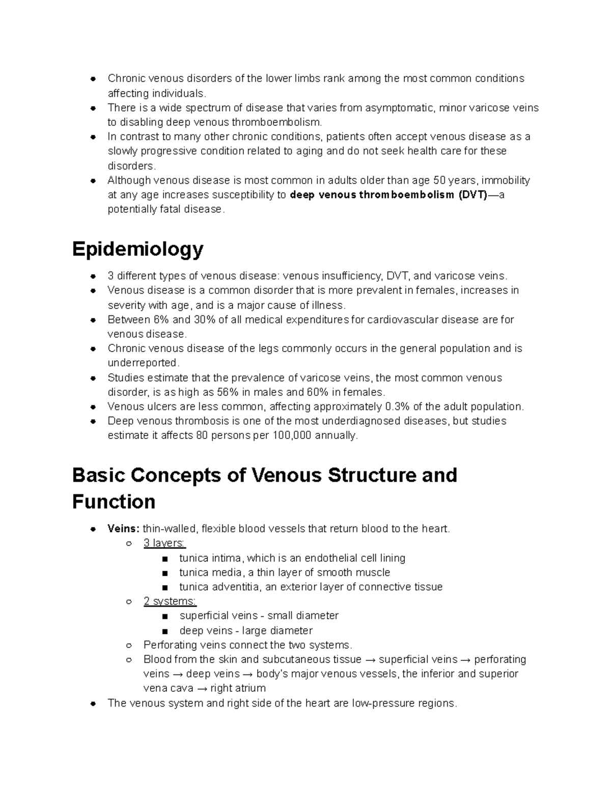 Ch. 19: Venous Disorders - Key Concepts & Treatments Overview - Studocu