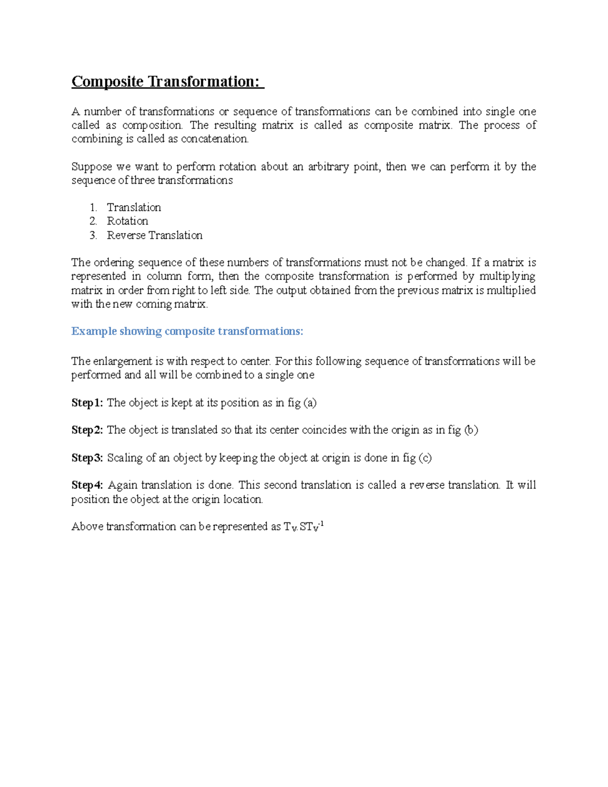 Composite Transformation - The resulting matrix is called as composite ...