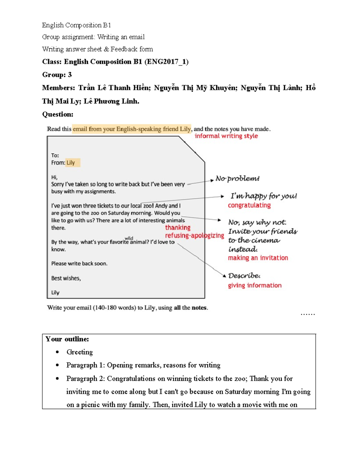 ENG2017_1 Group 3 Assignment 2: Email Writing Answer Sheet - Studocu