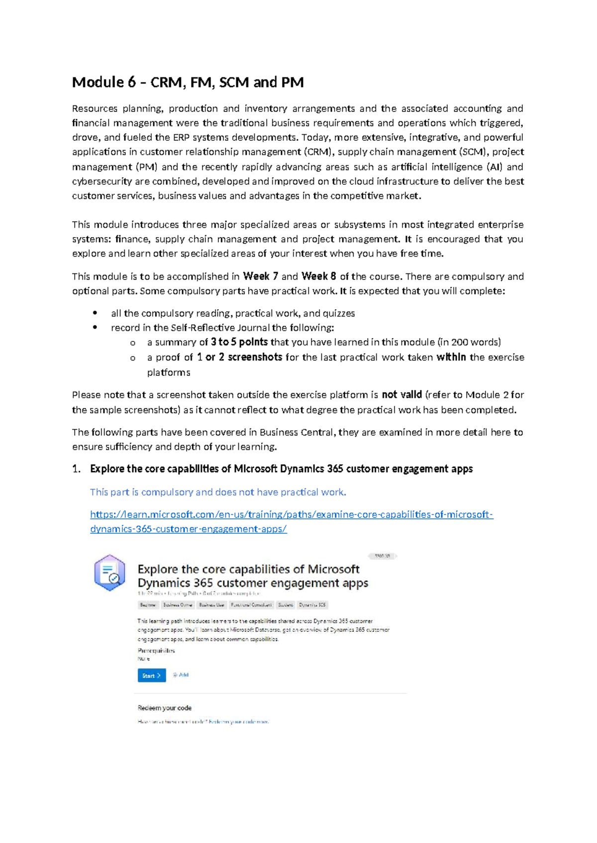 Module 6: CRM, SCM, PM & ERP Systems Overview and Insights - Studocu
