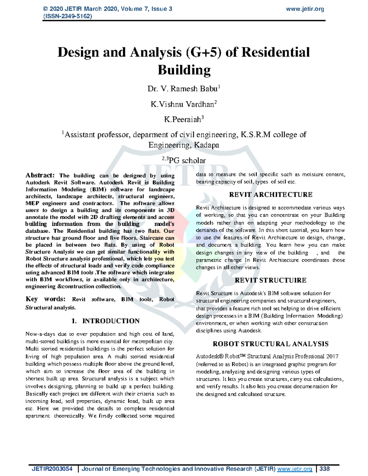 Design and Analysis of G+5 Residential Building Using Revit and Robot ...