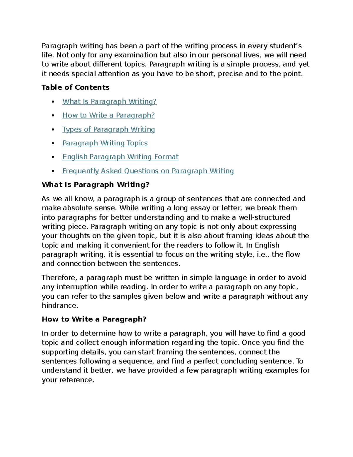 Paragraph Writing Guide: Structure, Types, and Essentials - Studocu