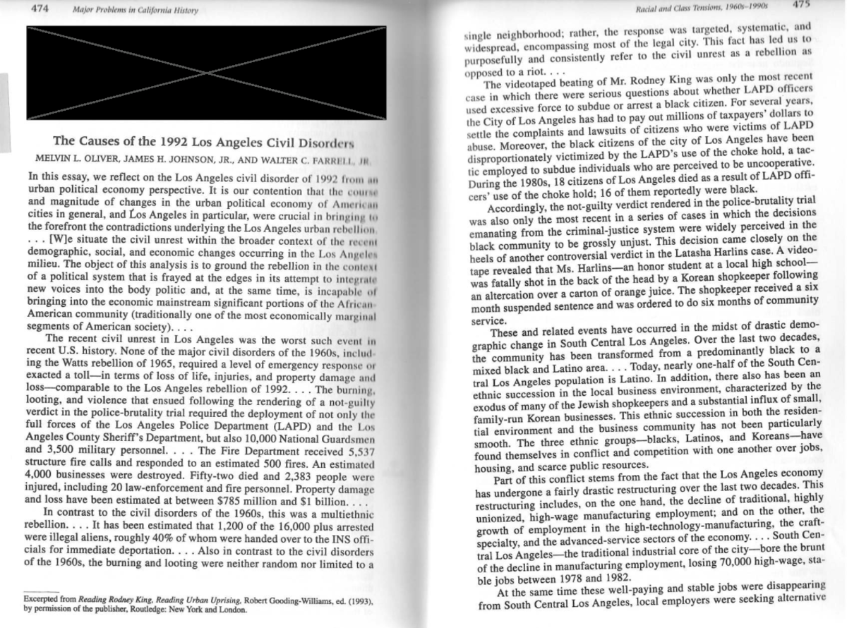 EDU101 Final Exam Study Guide: Racial and Class Tensions in CA History ...