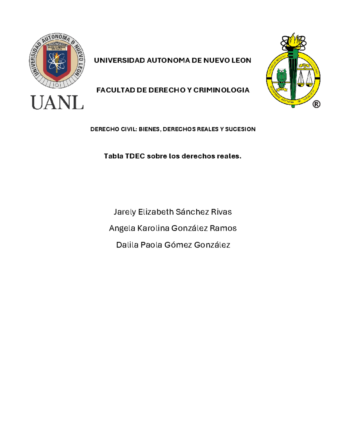 Derecho Civil: Tabla TDEC de Derechos Reales y Propiedad - EV2 - Studocu