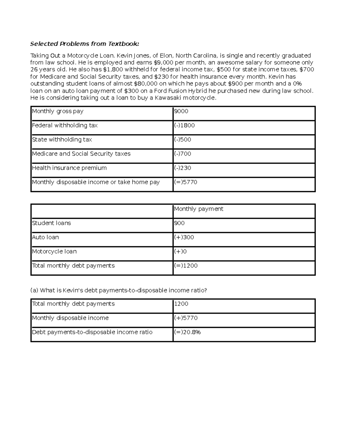 Chapter 6 Math Problems Assignment: Motorcycle & Vacation Home Loans ...