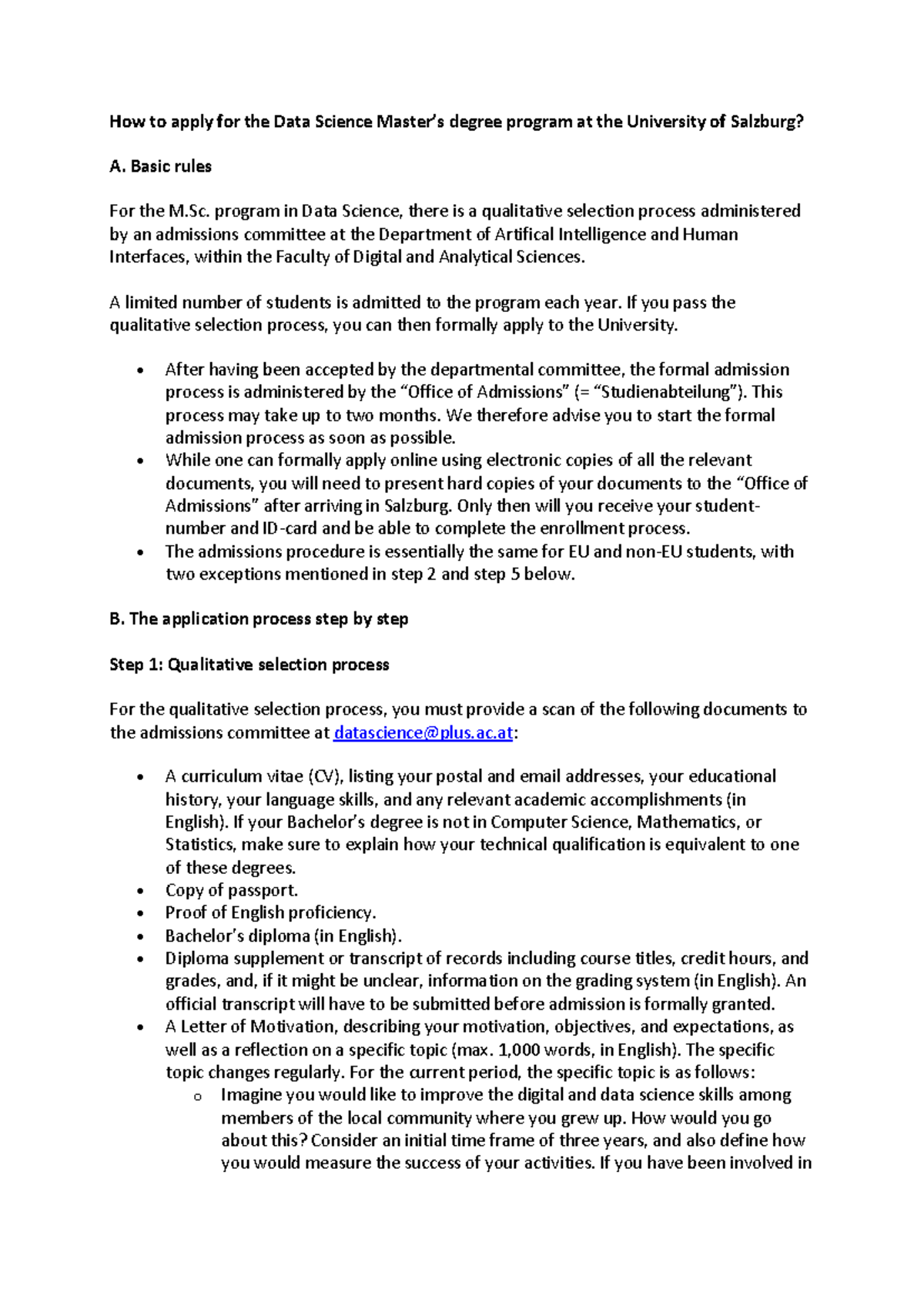 How to Apply for M.Sc. Data Science at University of Salzburg 2024 ...