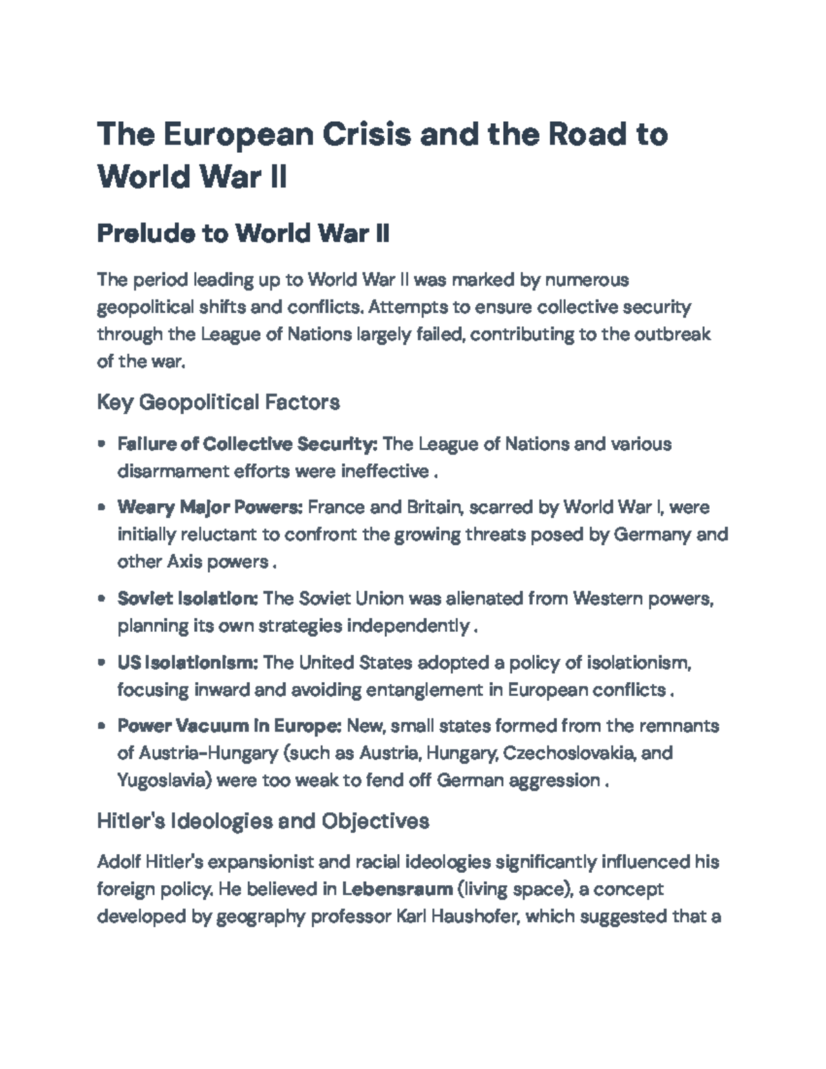 The Prelude to World War II: Geopolitical Factors and Key Events - The ...