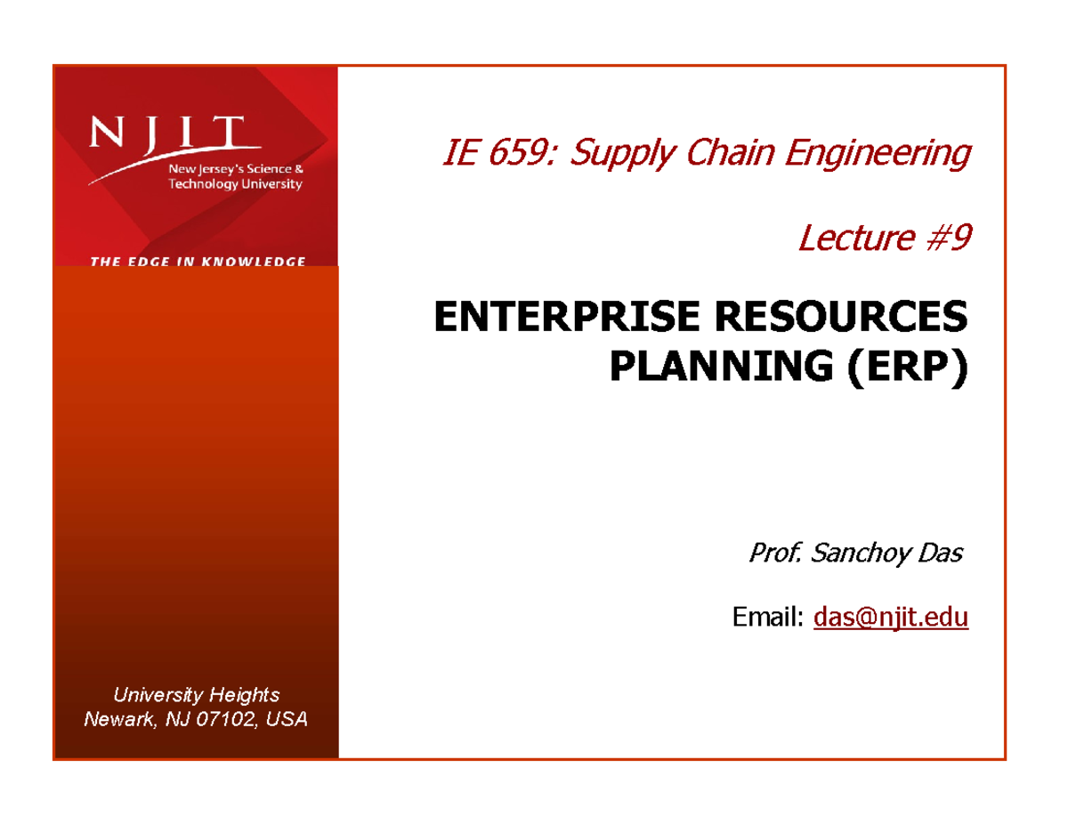 9. SCM - Enterprise Res Plan - IE 659: Supply Chain Engineering Lecture ...