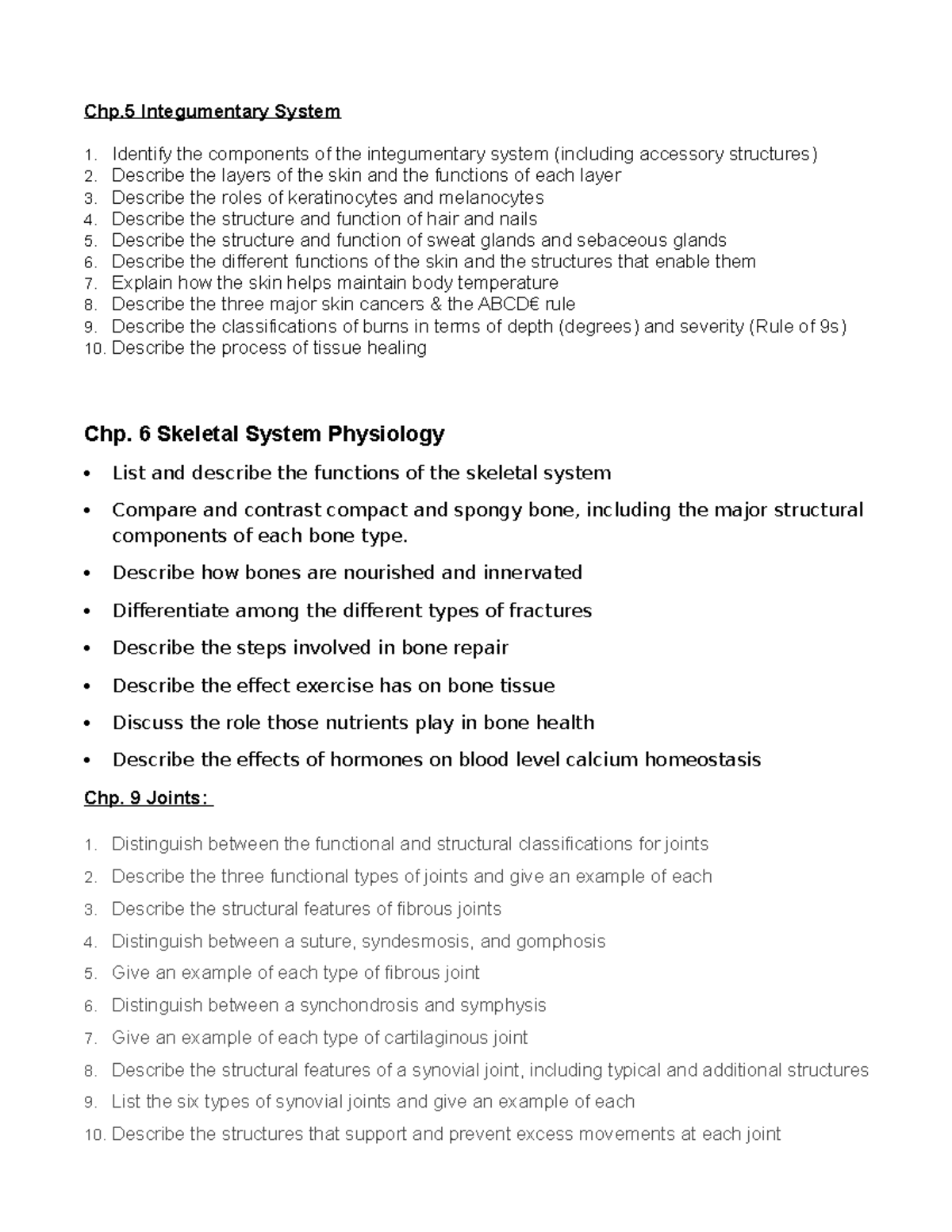 A&P Ch. 5, 6, 9: Integumentary, Skeletal & Joint Systems Overview Notes ...