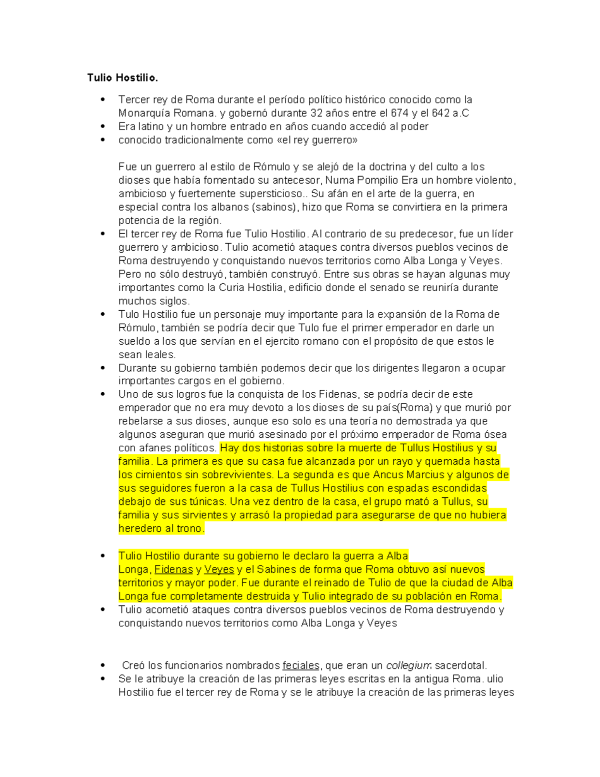 Tulio Hostilio y Anco Marcio: Reyes de la Monarquía Romana - Studocu