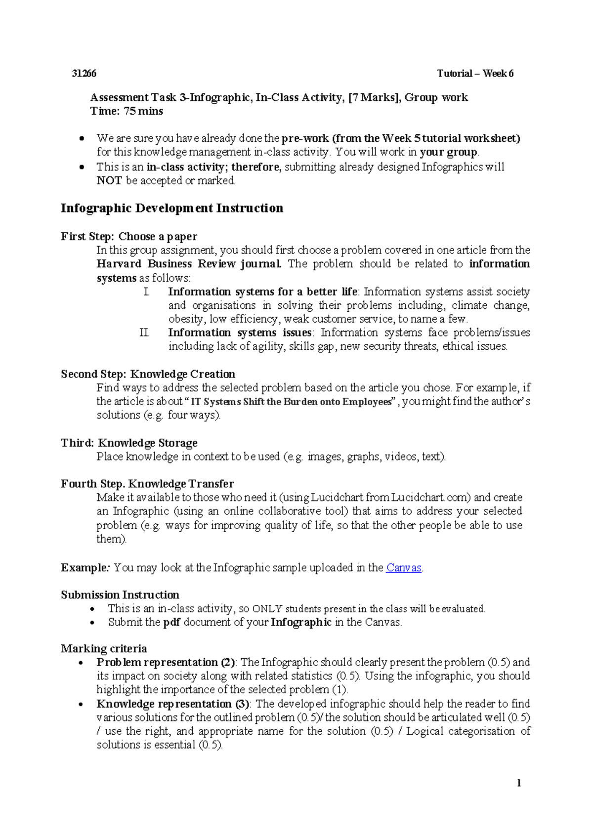 31266 Tutorial Week 6 Infographic Group Activity Guide - Studocu