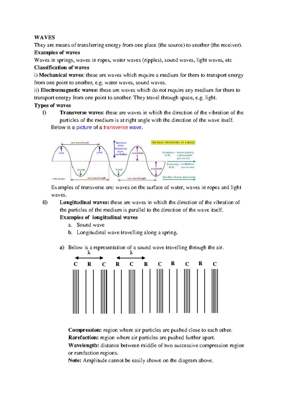 WAVES: Energy Transfer, Types, and Characteristics - Exercises - Studocu
