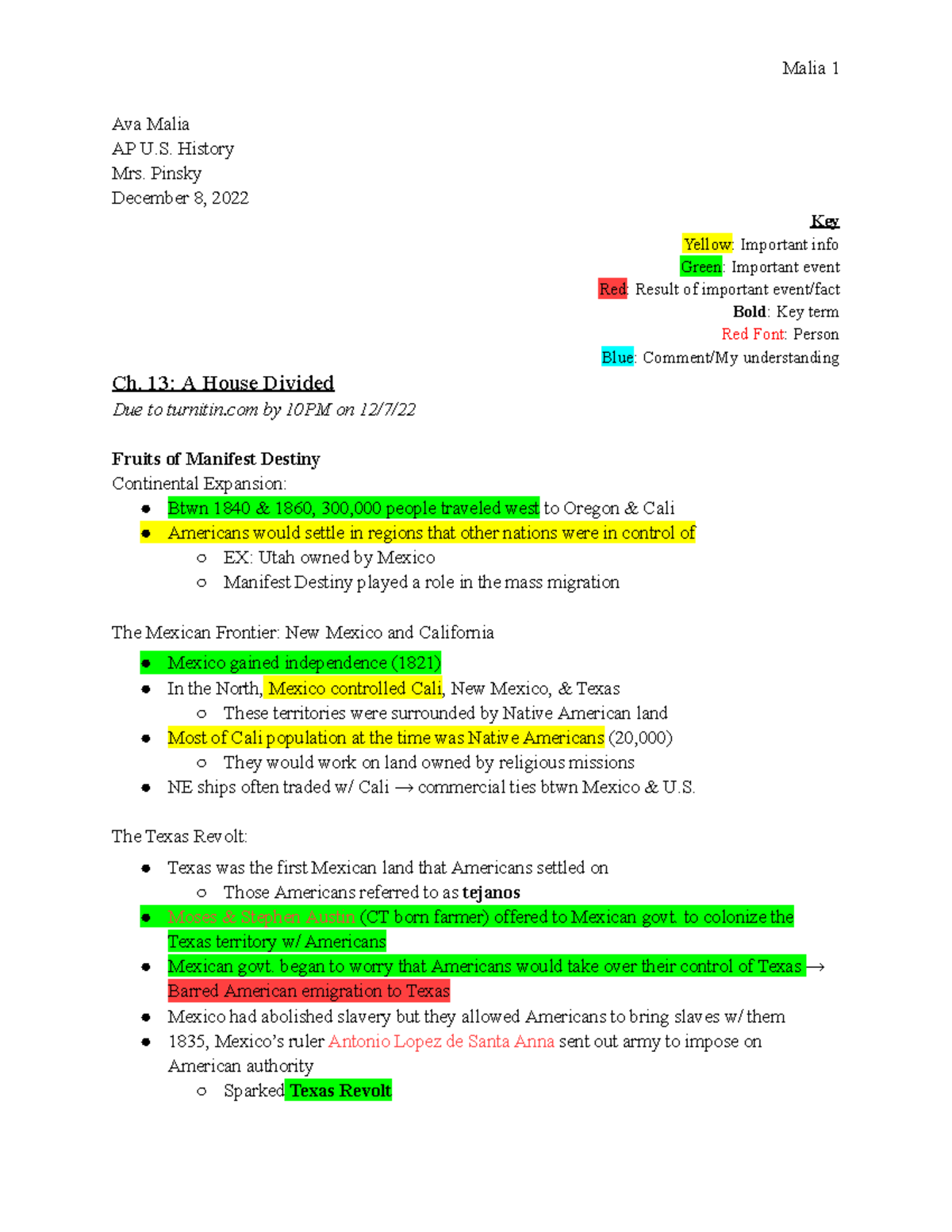 APUSH Chapter 13 Notes: A House Divided and the Road to Civil War - Studocu