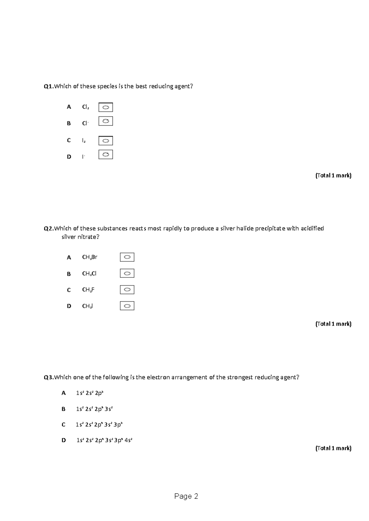 Group 7 Halogens: Reducing Agents and Reaction Observations (Chem 101 ...