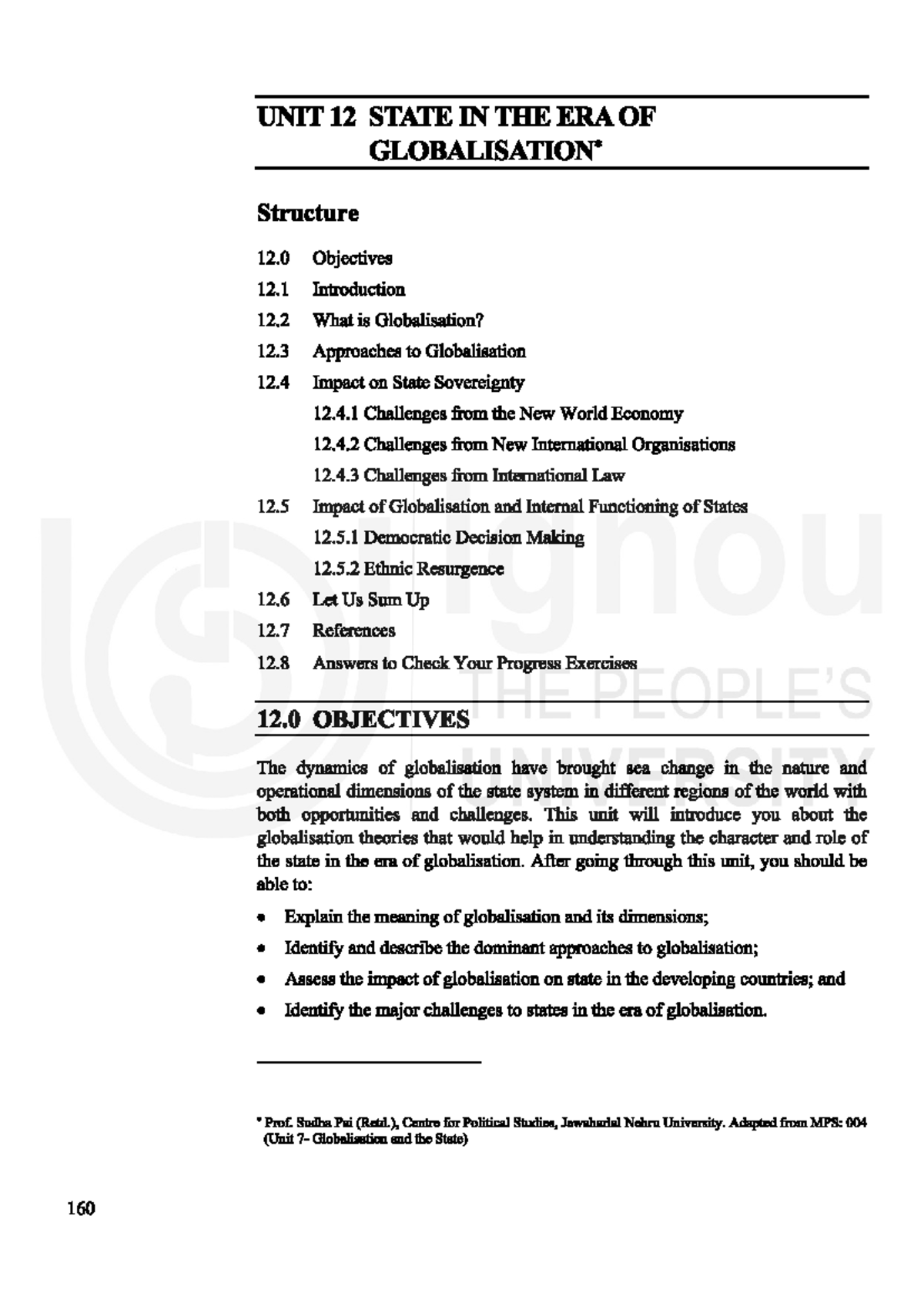 Unit 12: The State and Globalisation - Challenges and Perspectives ...