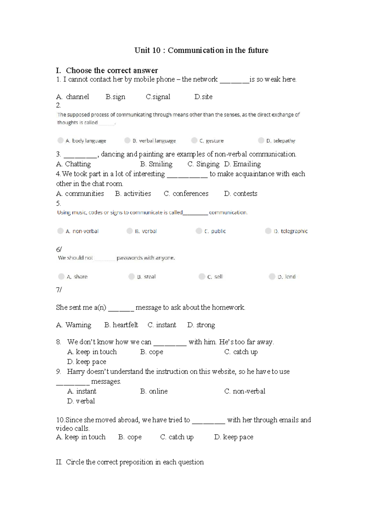 G8 Unit 10 Lesson 1: Future Communication Homework - Studocu