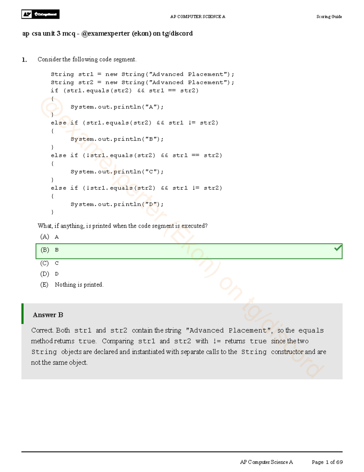 AP CSA Unit 3 MCQ Exam Guide - Key Questions & Answers - Studocu