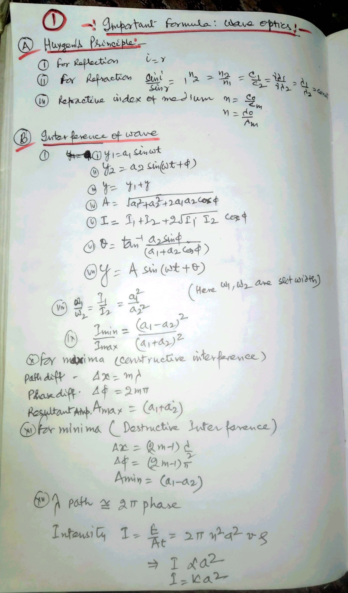 Important Wave Optics Formulas for Physics 12 Exam - Studocu